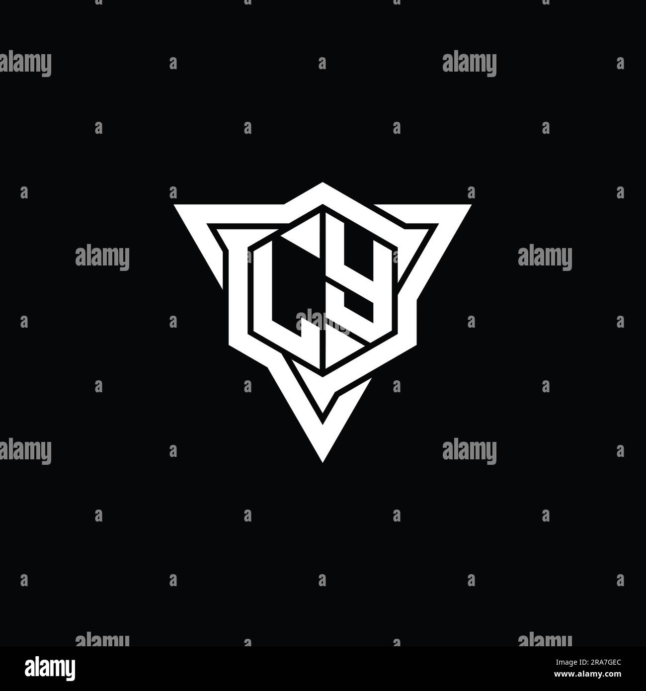LY Letter Logo monogram hexagon shape with triangle outline sharp slice ...