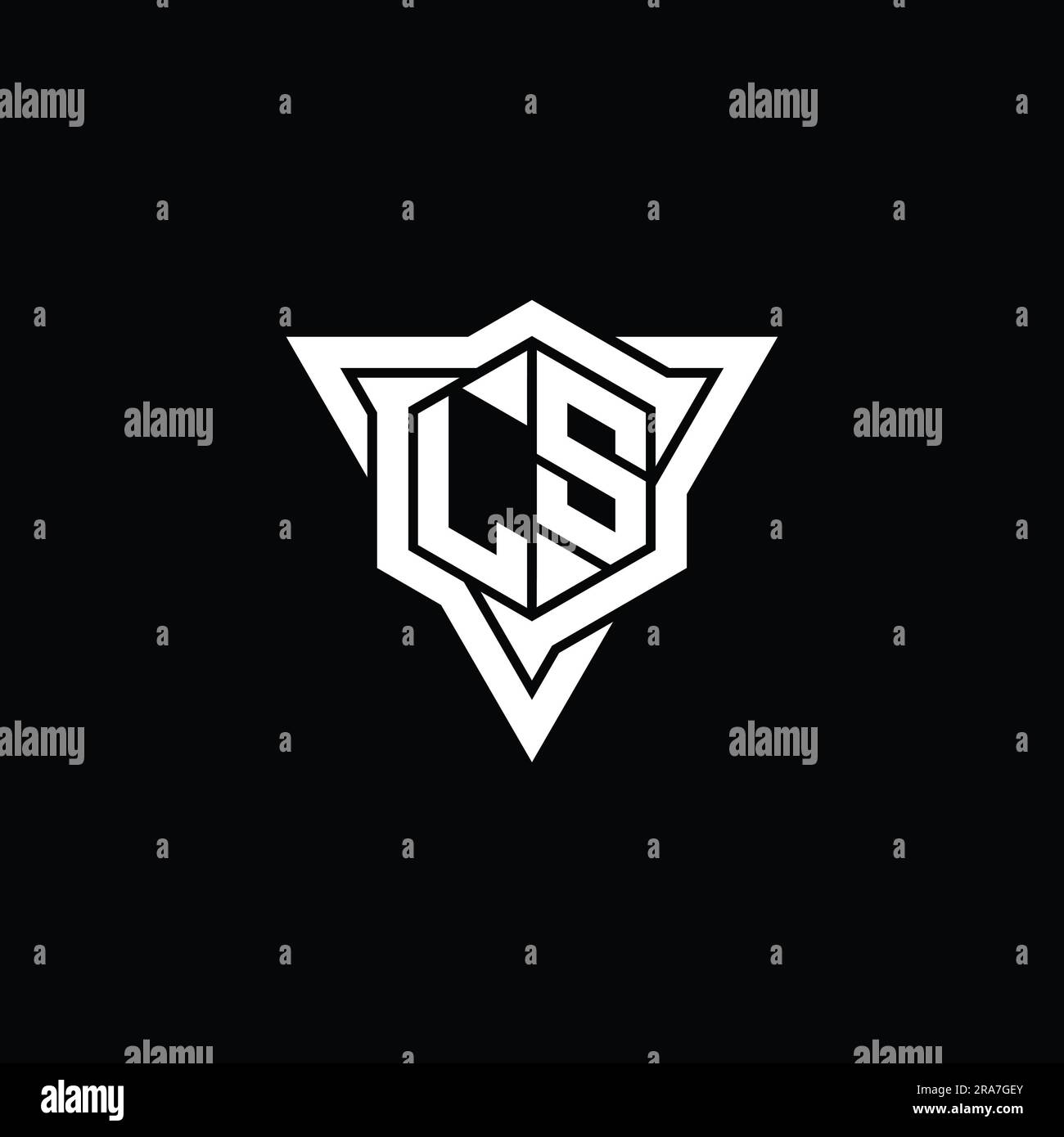 Ls Letter Logo Monogram Hexagon Shape With Triangle Outline Sharp Slice Style Design Template