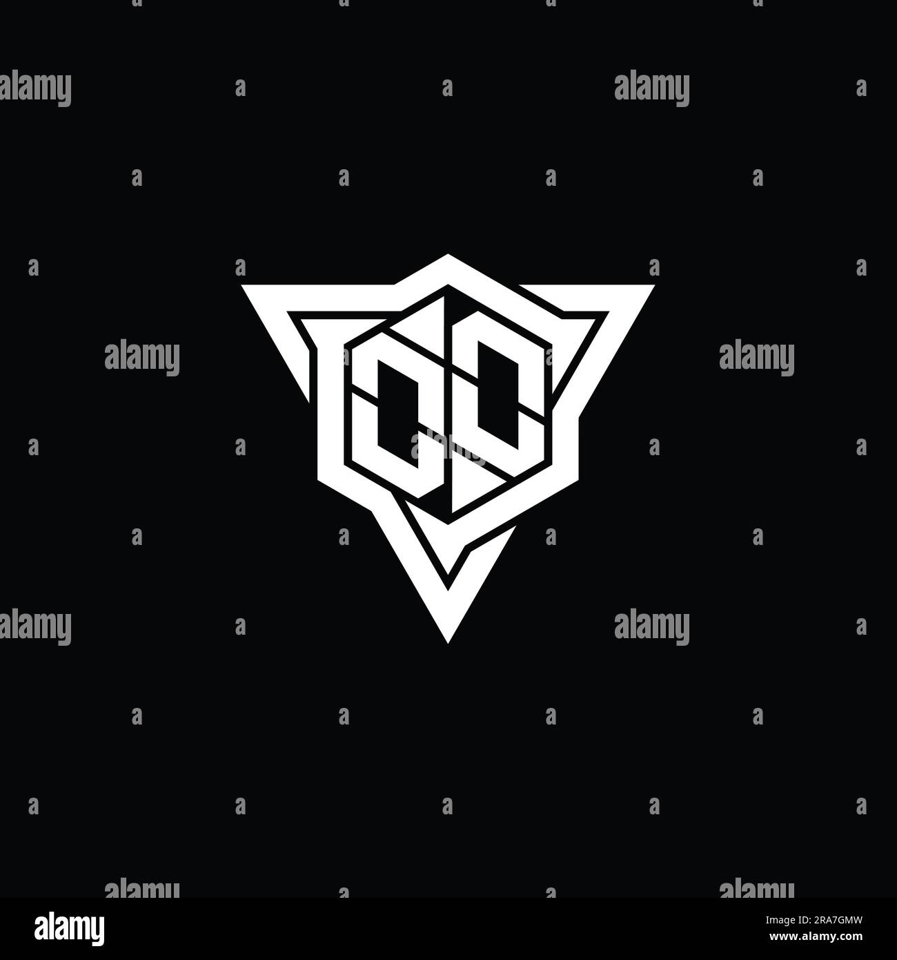 OO Letter Logo monogram hexagon shape with triangle outline sharp slice ...