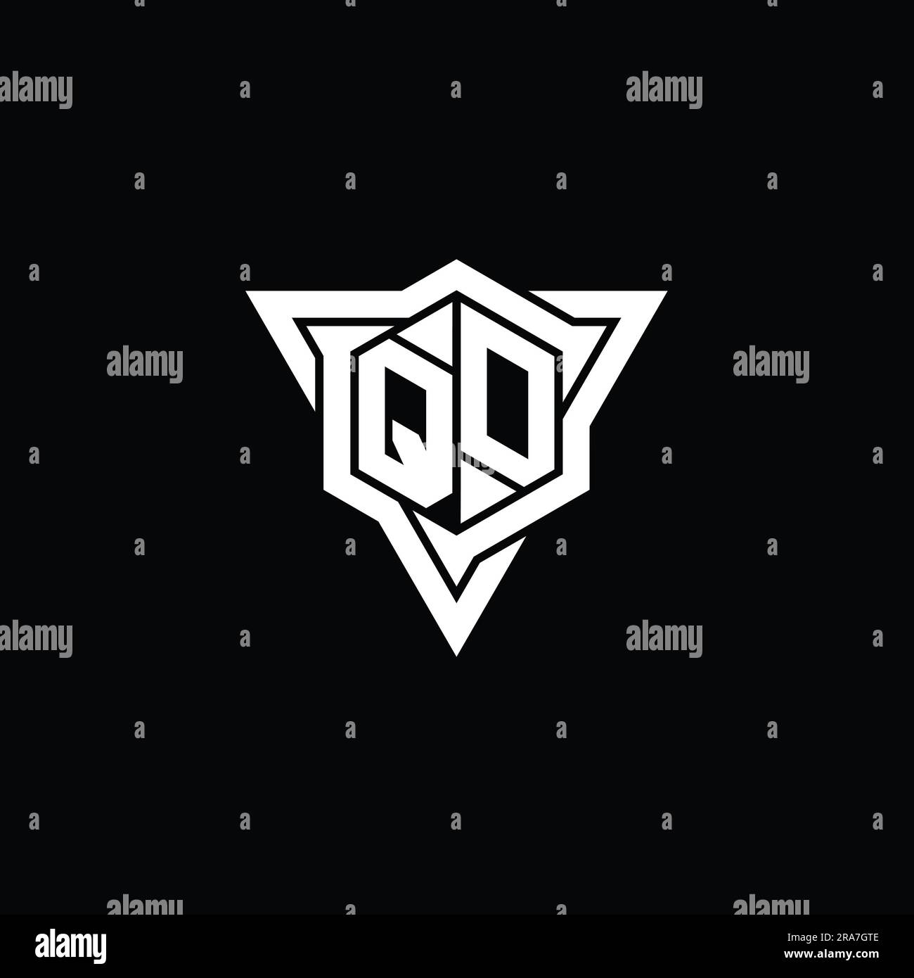 QD Letter Logo monogram hexagon shape with triangle outline sharp slice ...