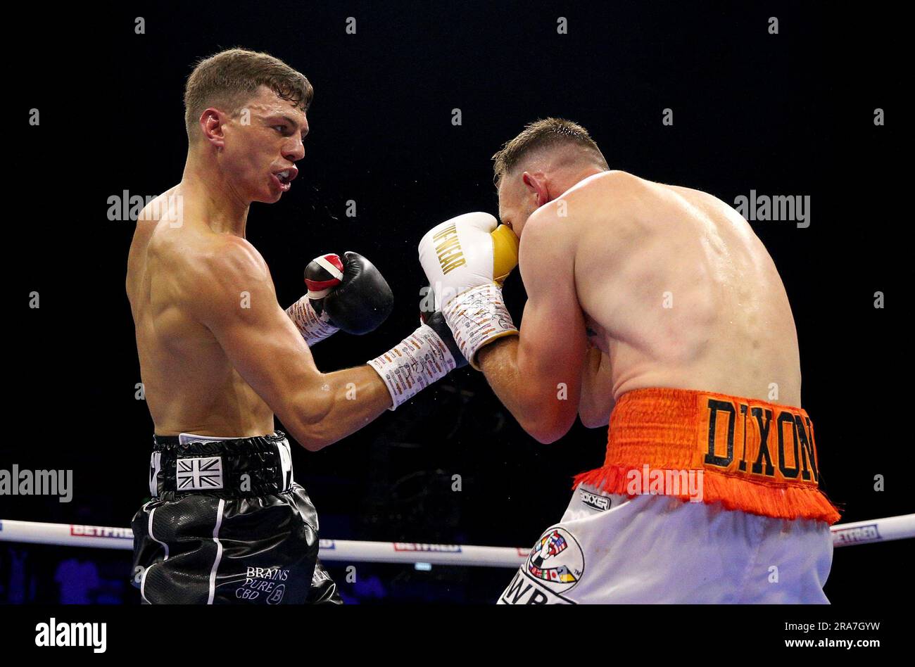 Pat McCormack (left) and Tony Dixon in action during their WBA ...