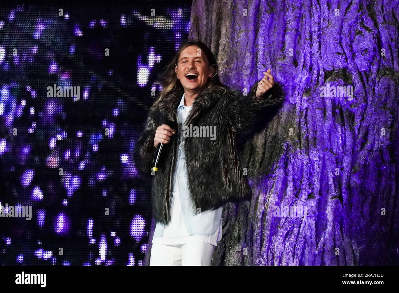Mark Owen from Take That performing on stage at BST Hyde Park in London ...