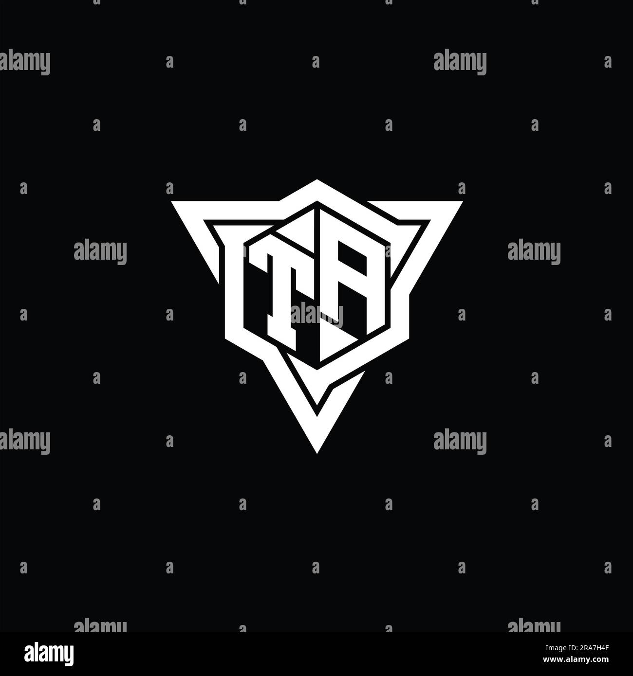 TA Letter Logo monogram hexagon shape with triangle outline sharp slice ...