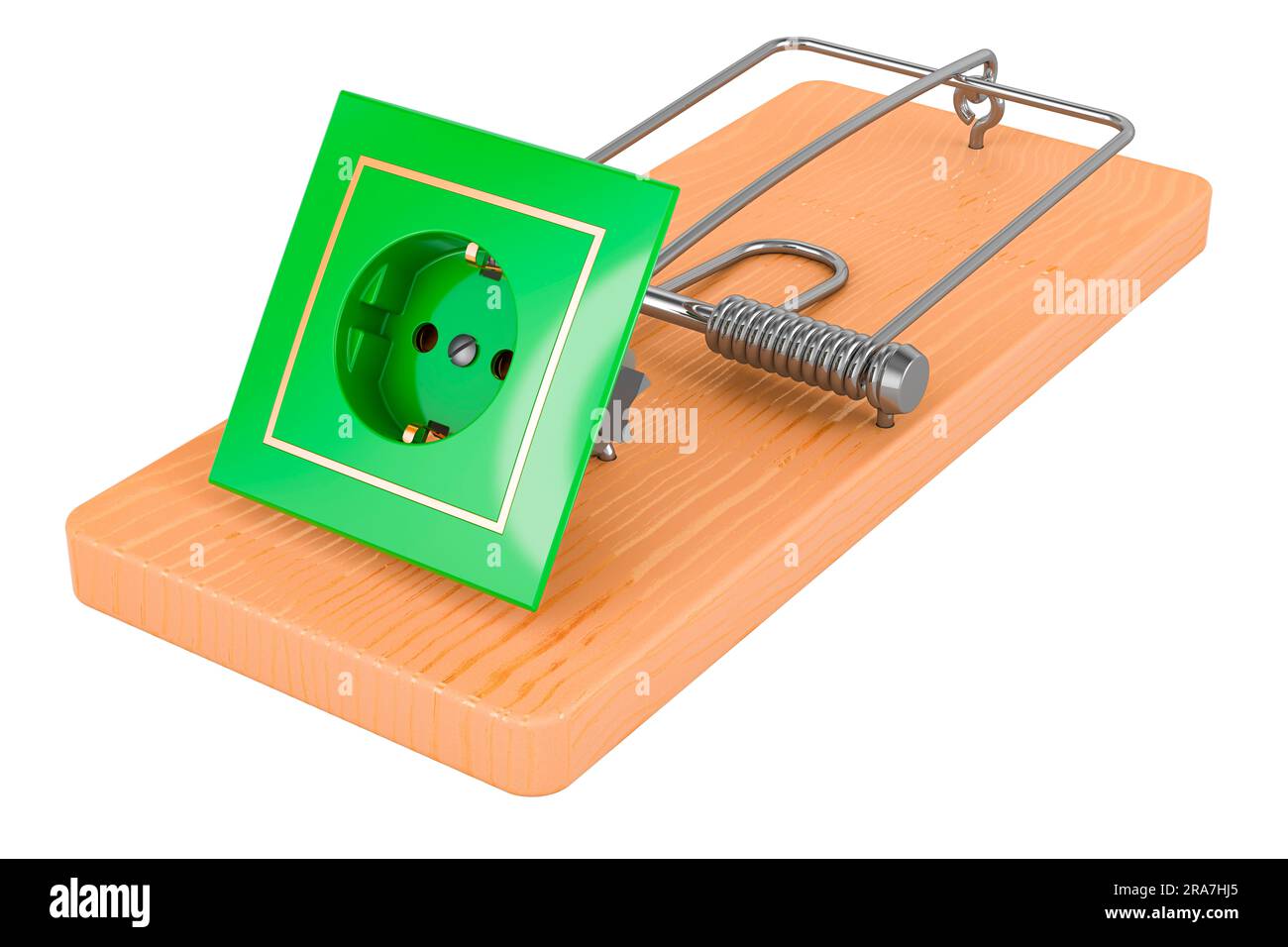 Electric socket inside mousetrap. 3D rendering isolated on white ...
