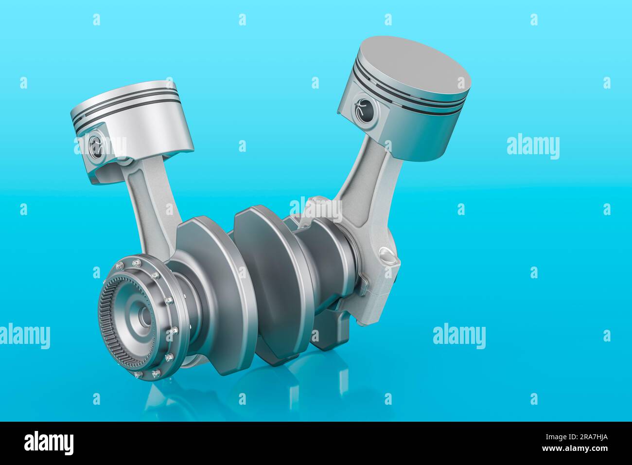 Engine pistons on blue backdrop, 3D rendering Stock Photo - Alamy