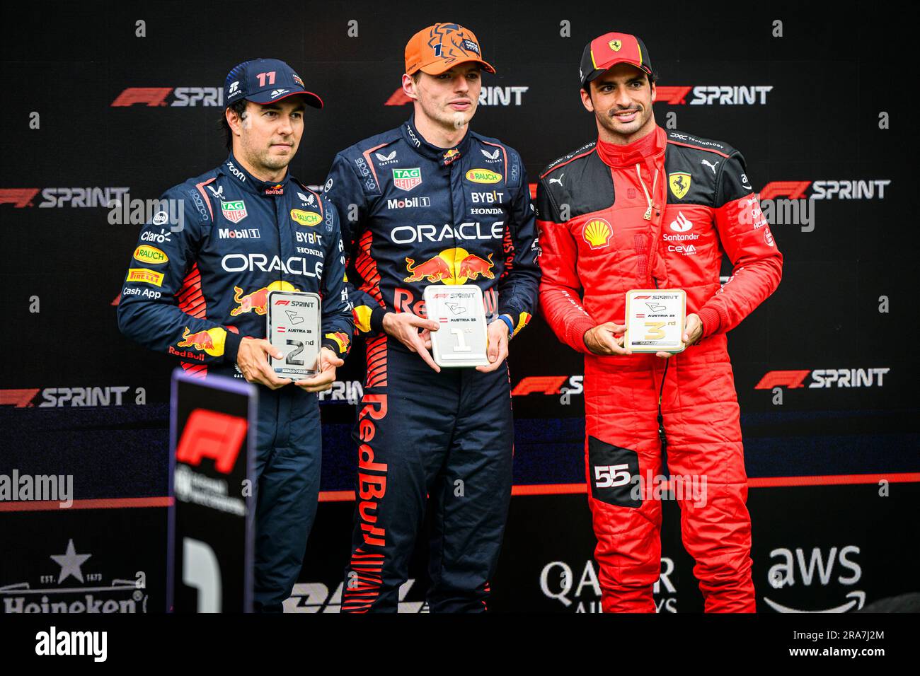 (From L) Oracle Red Bull Racing's Mexican driver Sergio Perez, Oracle ...