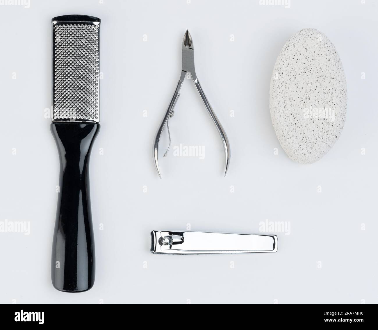 Set of pedicure tools nail clipper, nail file, scissors, scrub. Nail ...