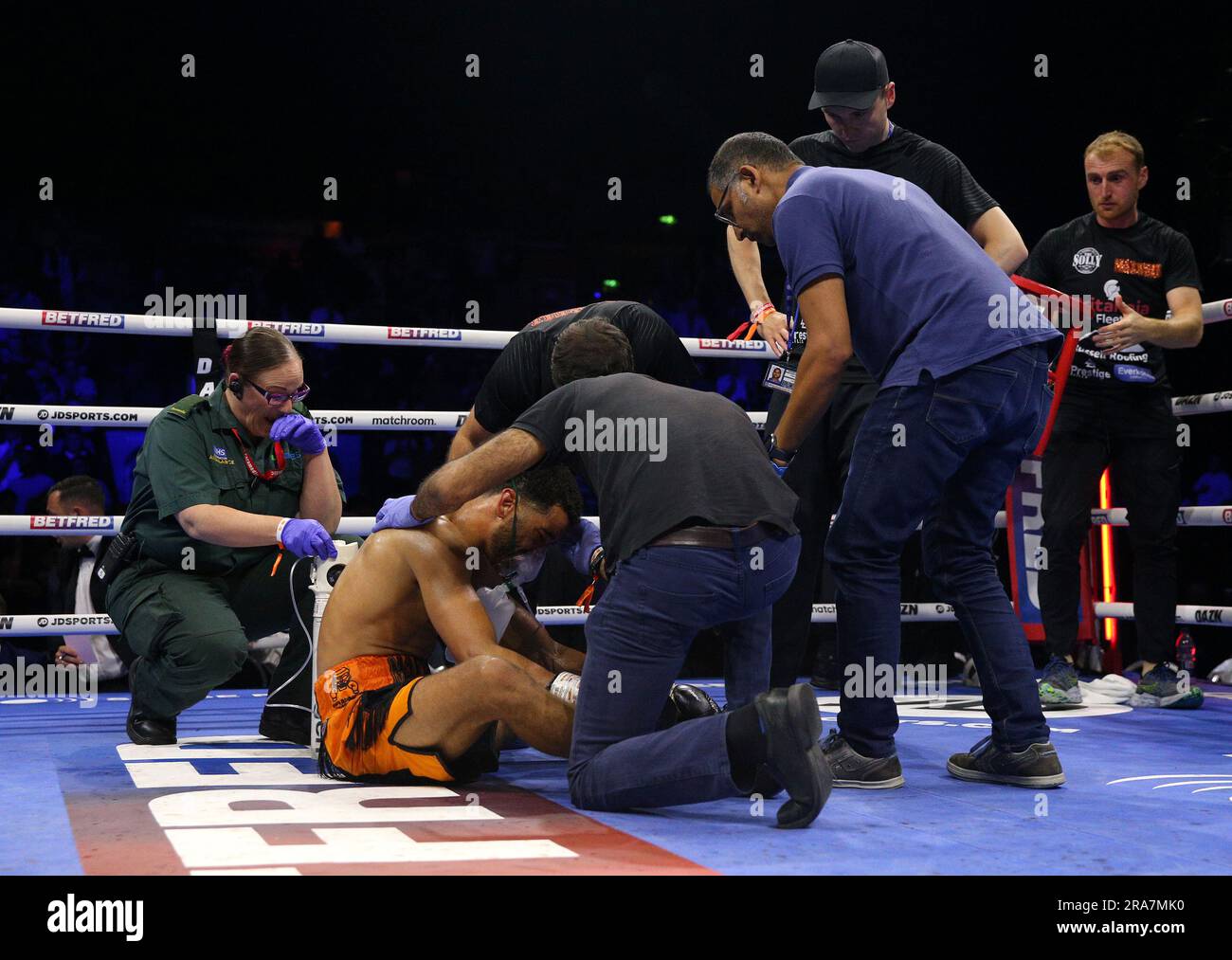 Sam Maxwell after being knocked out by Dalton Smith during their ...