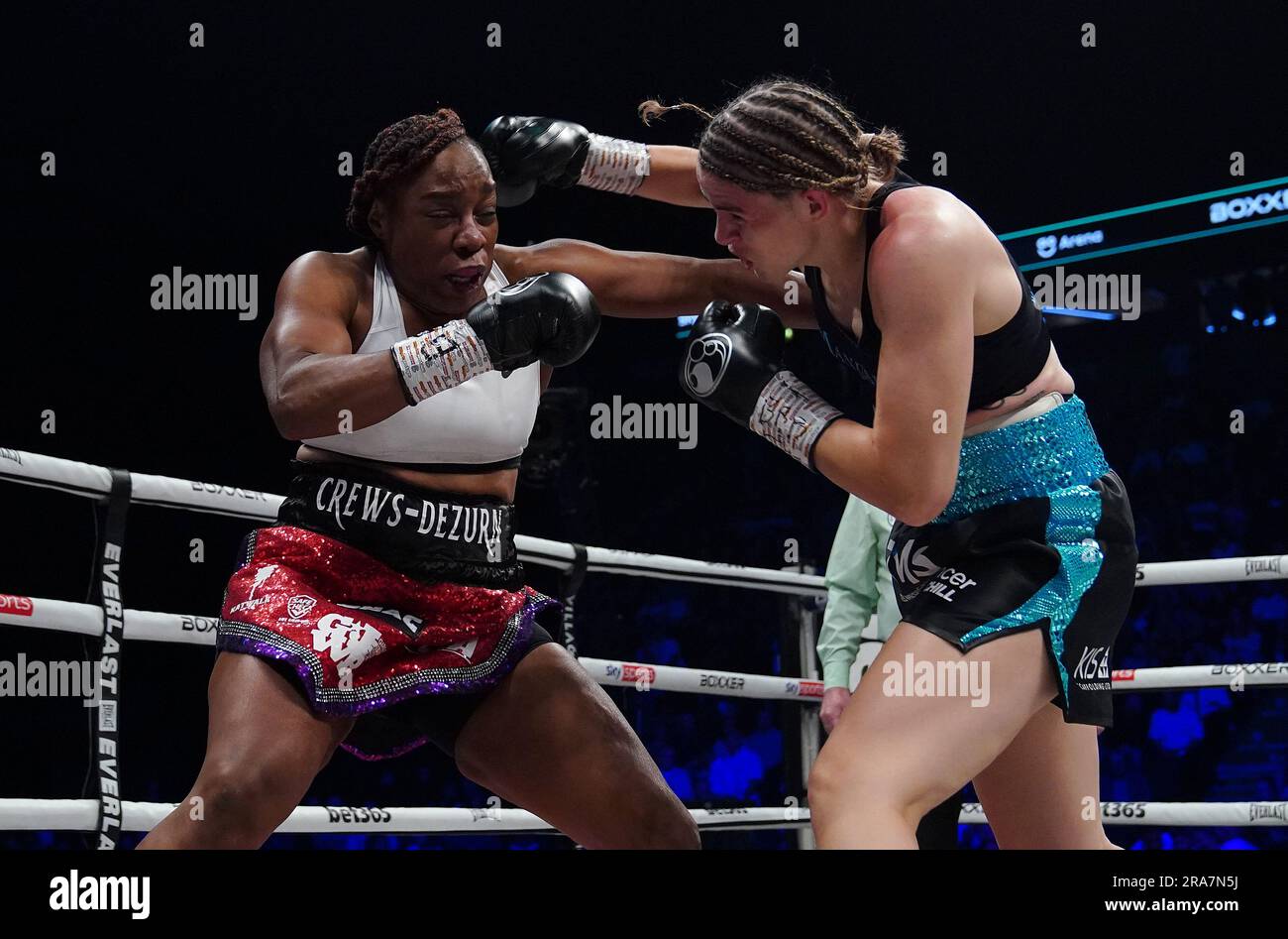 Franchon Crews-Dezurn (left) and Savannah Marshall in action during ...
