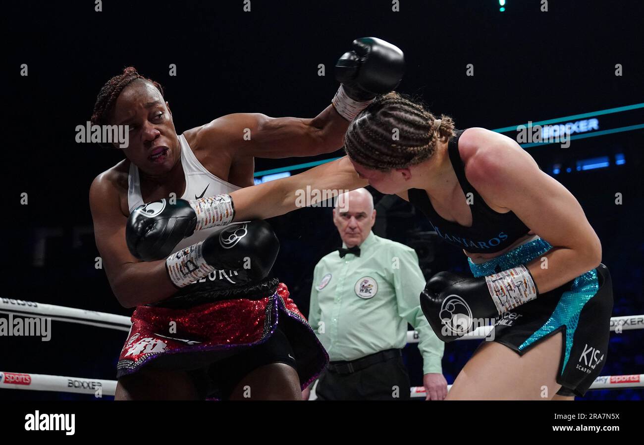 Franchon Crews-Dezurn (left) and Savannah Marshall in action during ...