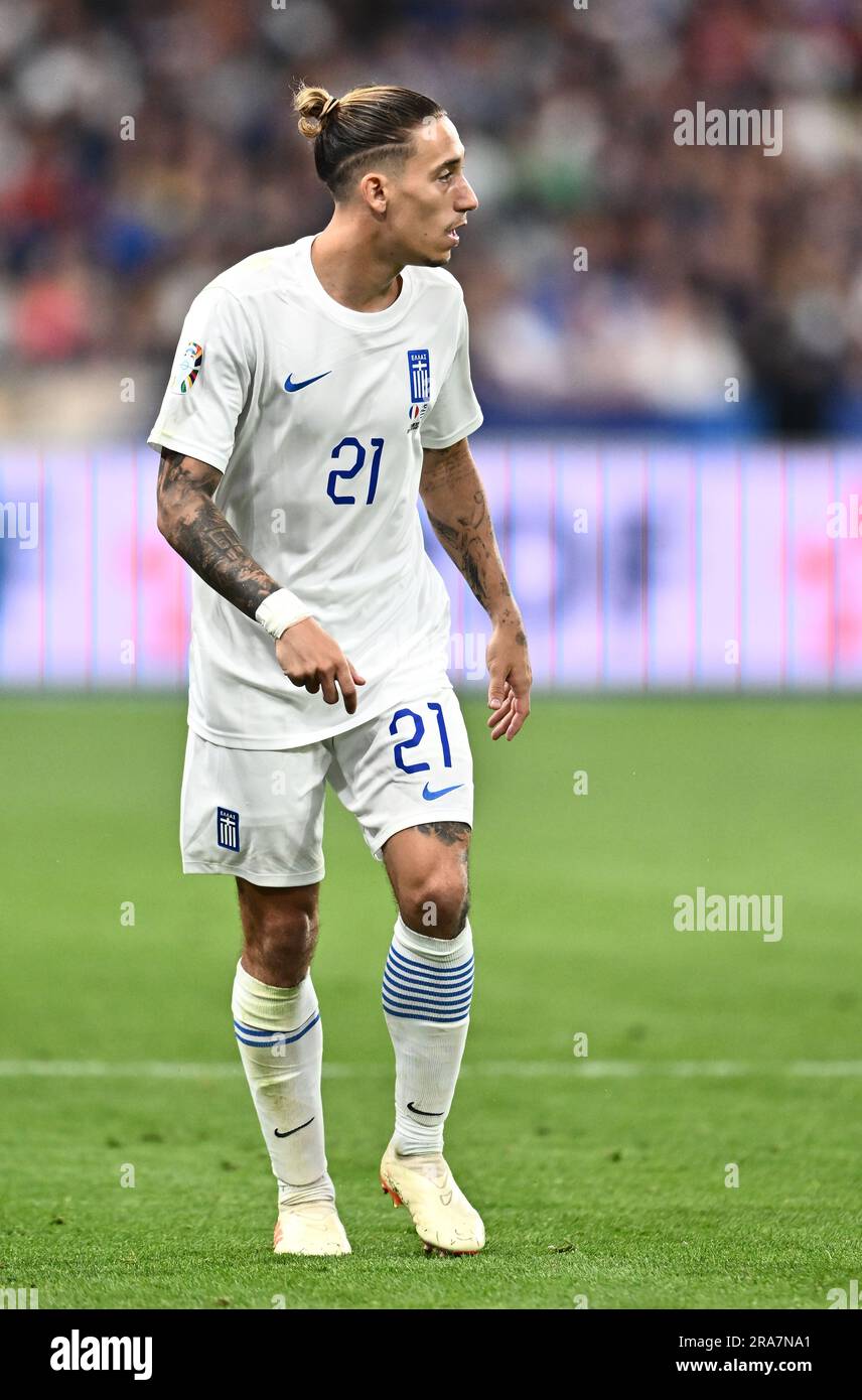 PARIS, FRANCE - JUNE 19: Kostas Tsimikas of Greece during the UEFA EURO ...