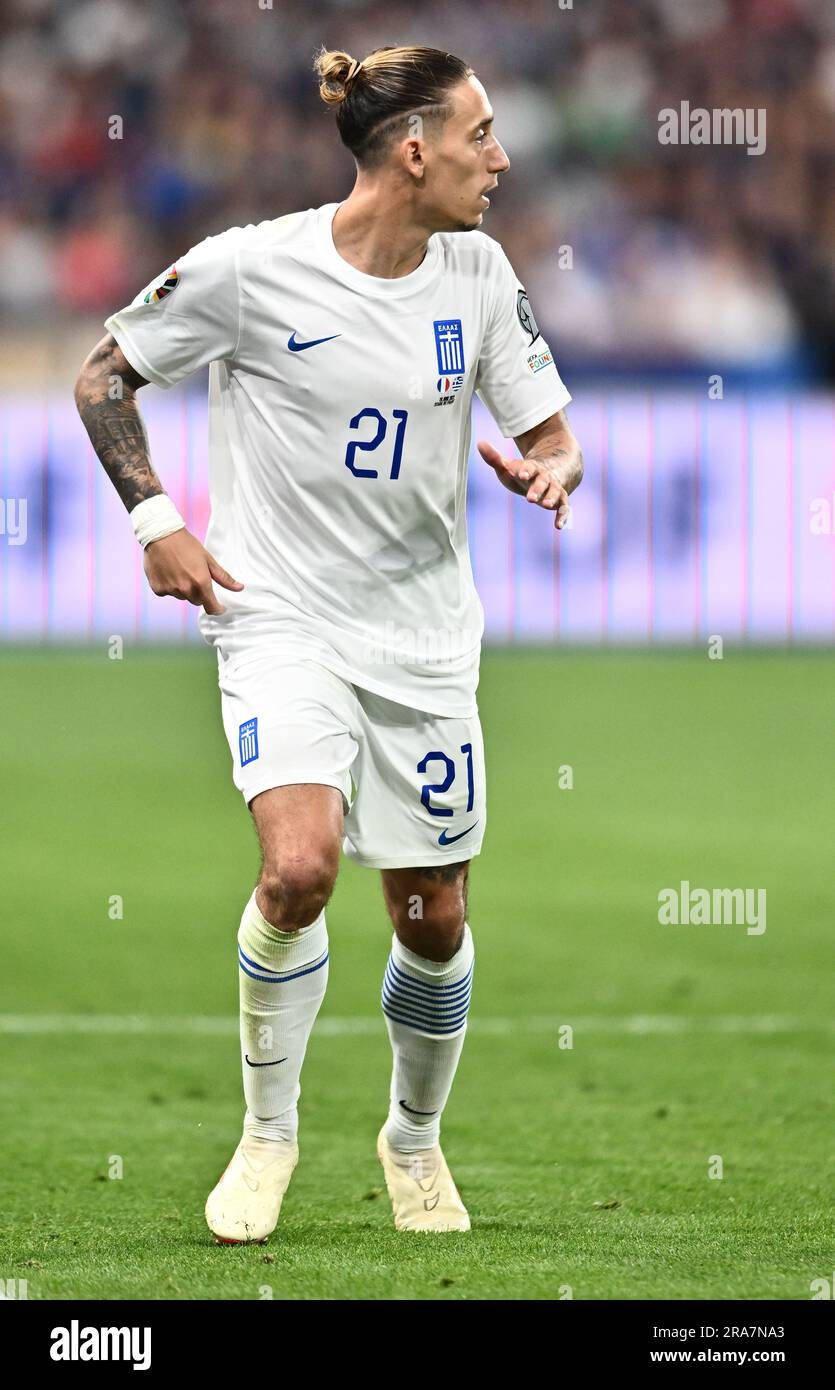 PARIS, FRANCE - JUNE 19: Kostas Tsimikas of Greece during the UEFA EURO ...