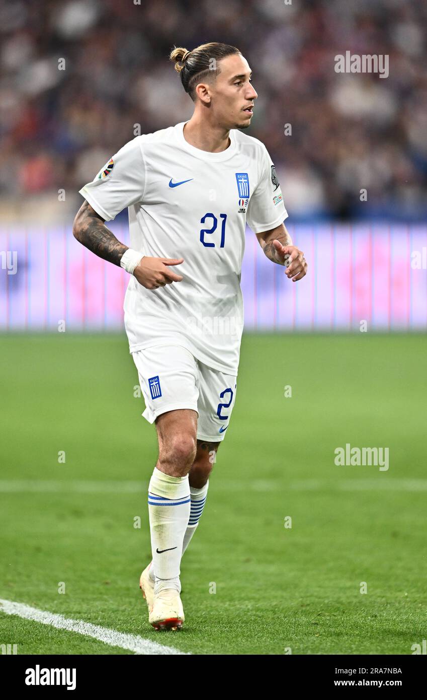 PARIS, FRANCE - JUNE 19: Kostas Tsimikas of Greece during the UEFA EURO ...