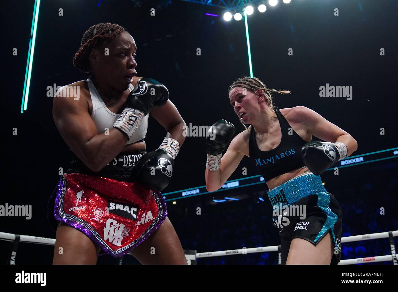 Franchon Crews-Dezurn (left) and Savannah Marshall in action during ...