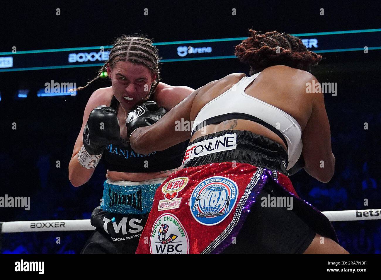 Savannah Marshall (left) and Franchon Crews-Dezurn in action during ...