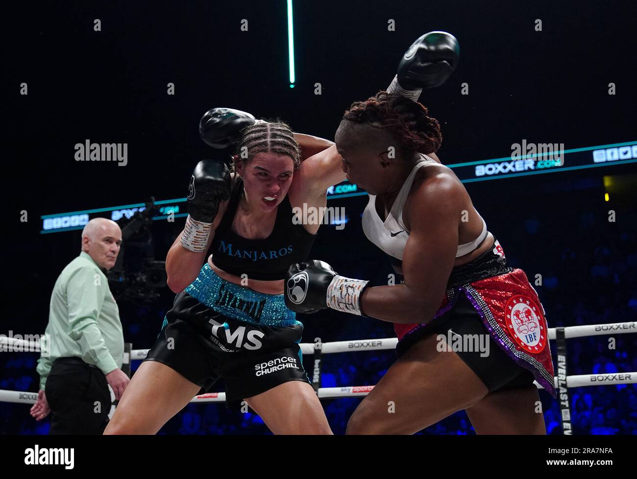 Savannah Marshall (left) and Franchon Crews-Dezurn in action during ...