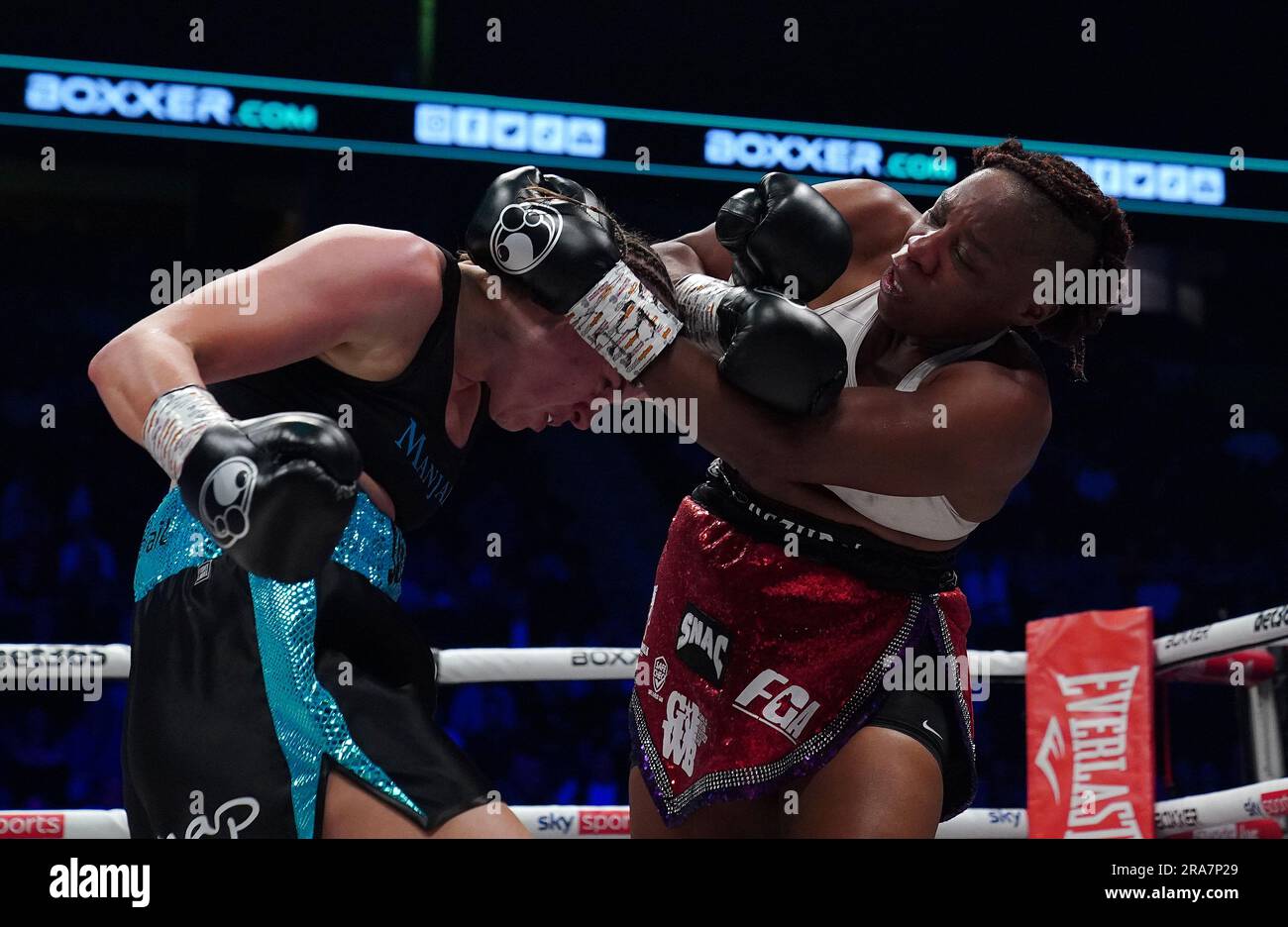 Savannah Marshall (left) and Franchon Crews-Dezurn in action during ...