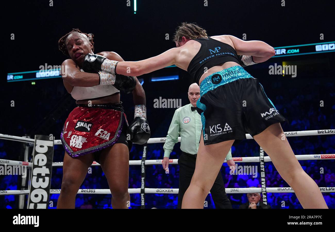 Franchon Crews-Dezurn (left) and Savannah Marshall in action during ...