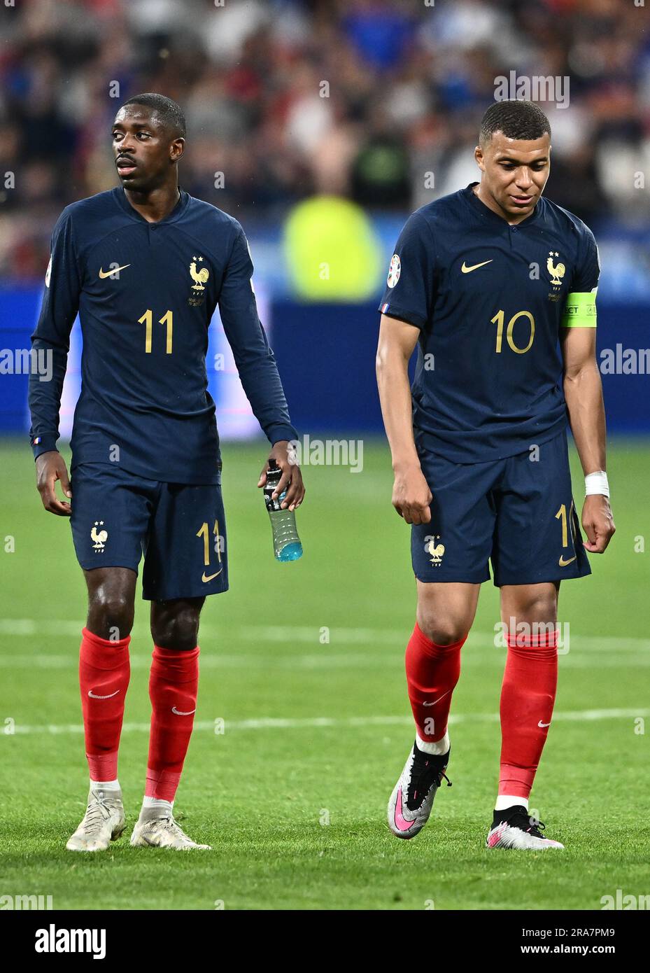 PARIS, FRANCE - JUNE 19: Ousmane Dembele and Kylian Mbappe of France ...