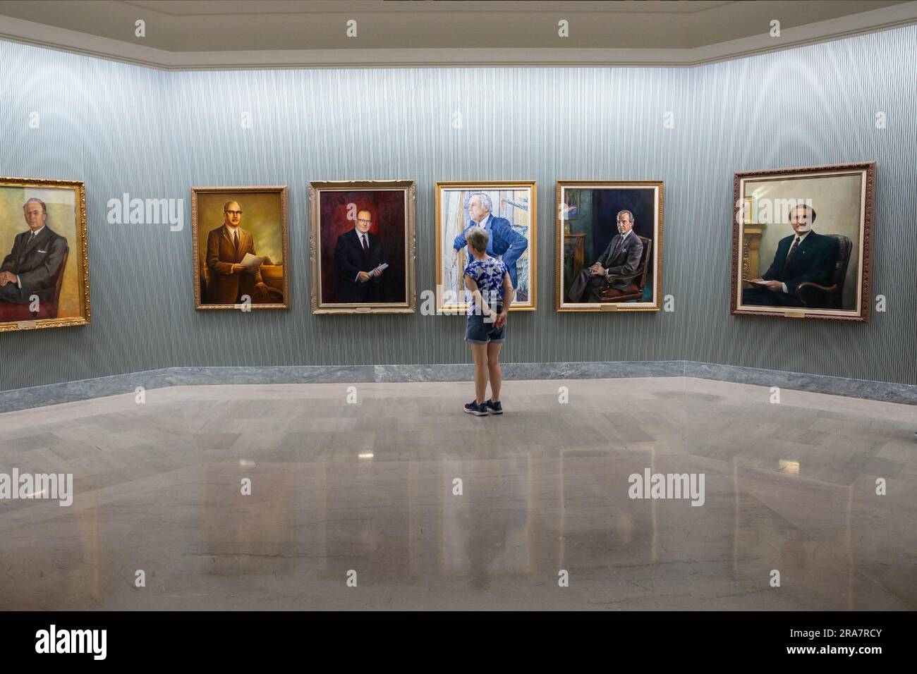 REGINA, SK, CANADA - JUNE 24, 2023: A visitor looking at former premier ...