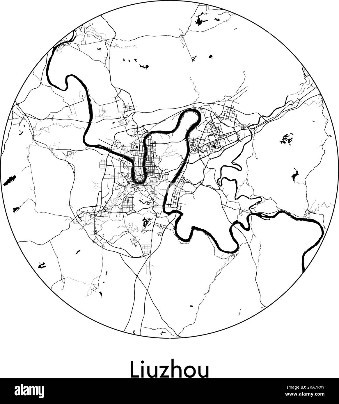 City Map Liuzhou China Asia vector illustration black white Stock ...