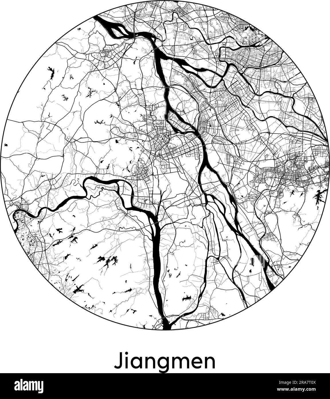 City Map Jiangmen China Asia vector illustration black white Stock ...
