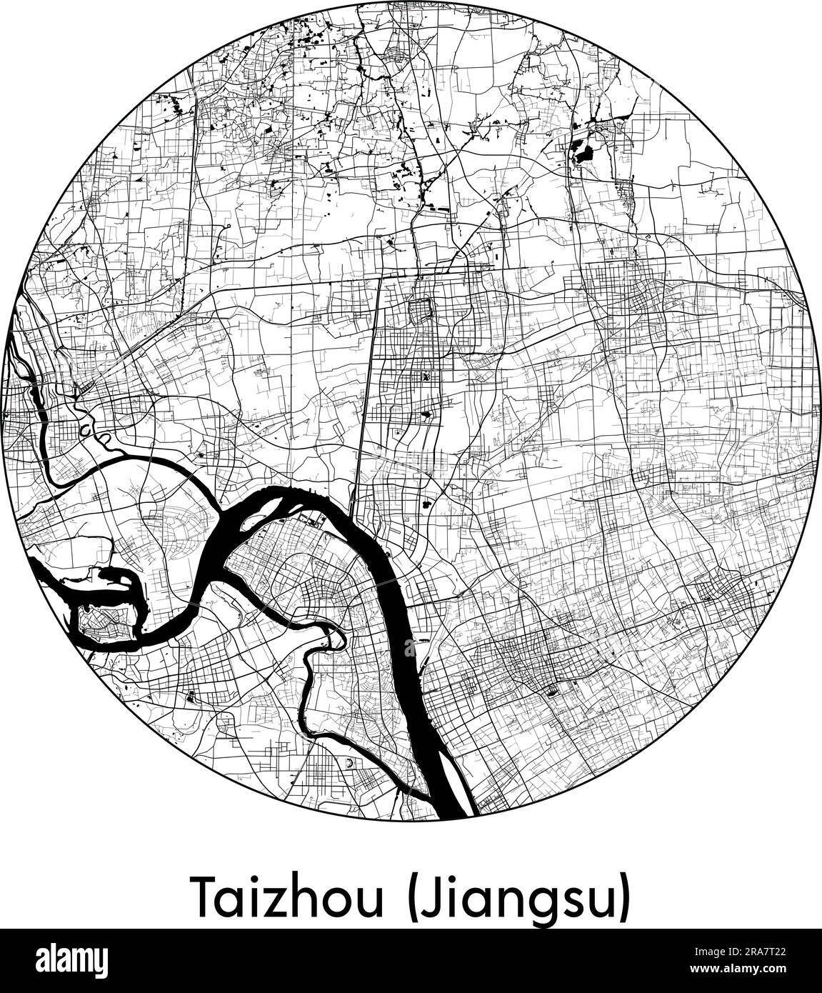 City Map Taizhou (Jiangsu) China Asia vector illustration black white Stock Vector Image & Art ...