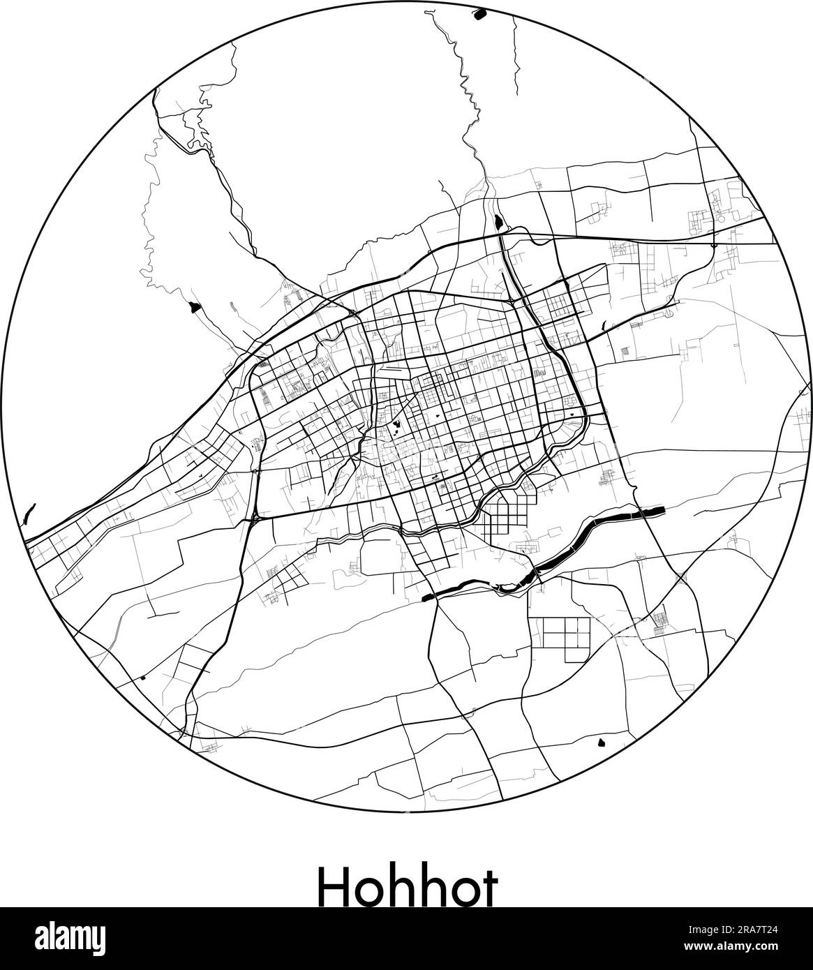 City Map Hohhot China Asia vector illustration black white Stock Vector ...