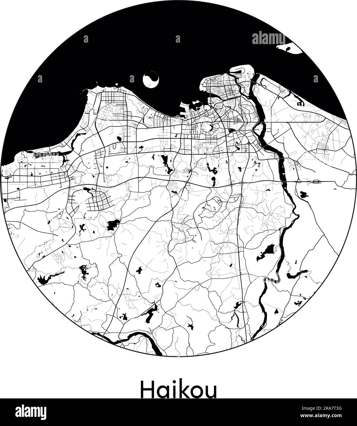 City Map Haikou China Asia vector illustration black white Stock Vector ...
