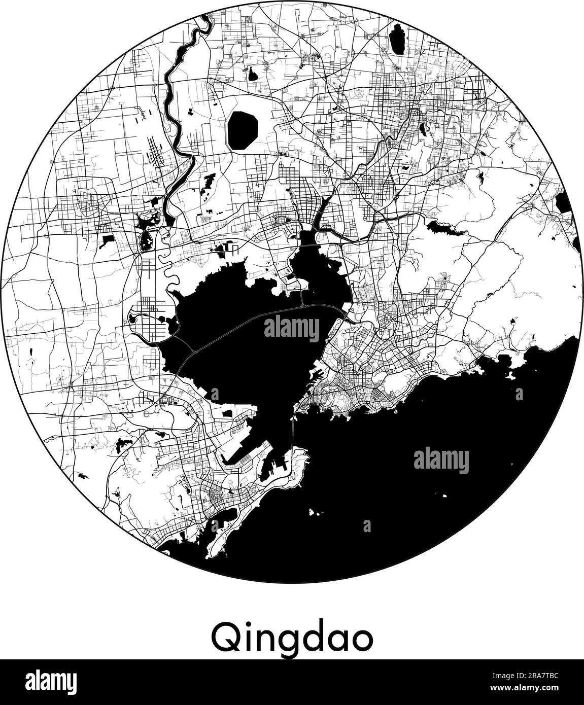City Map Qingdao China Asia vector illustration black white Stock Vector Image & Art - Alamy