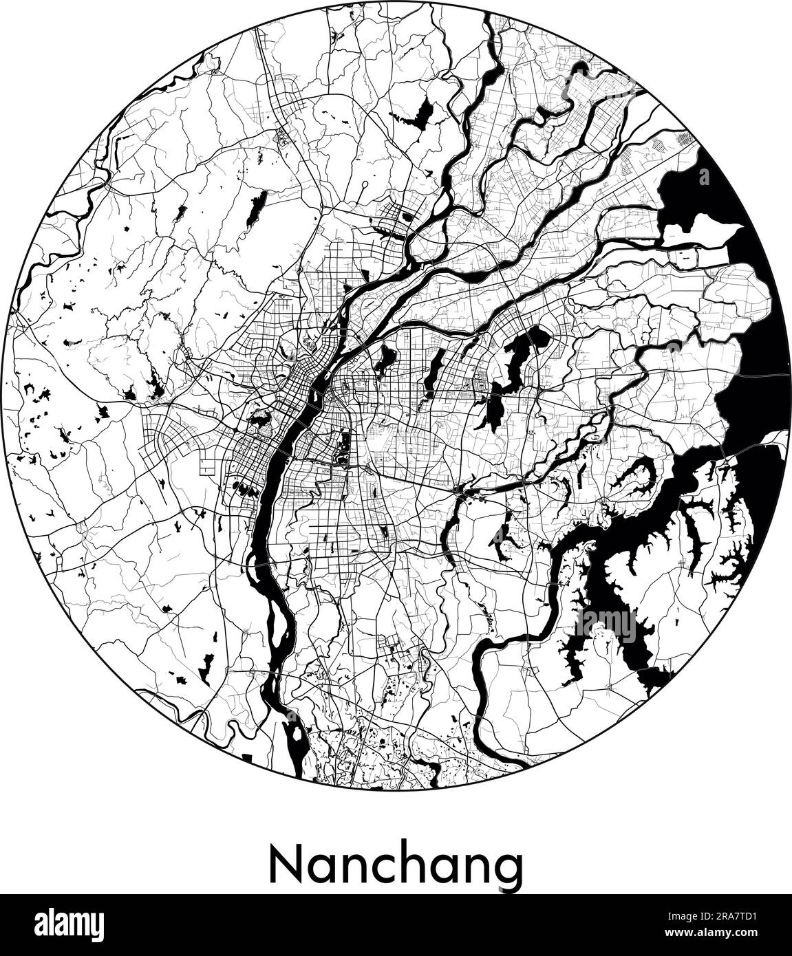 City Map Nanchang China Asia vector illustration black white Stock ...