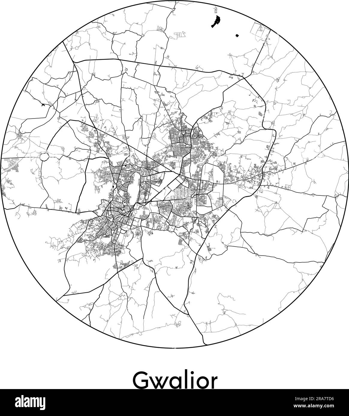 City Map Gwalior India Asia vector illustration black white Stock ...