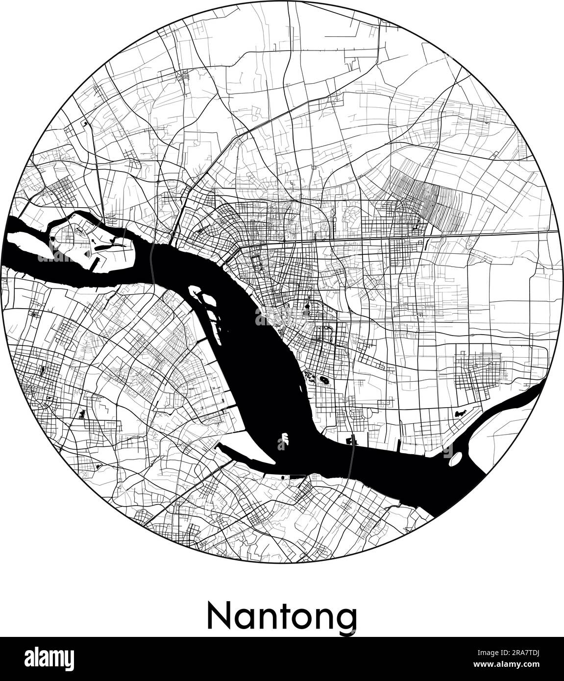 City Map Nantong China Asia vector illustration black white Stock ...