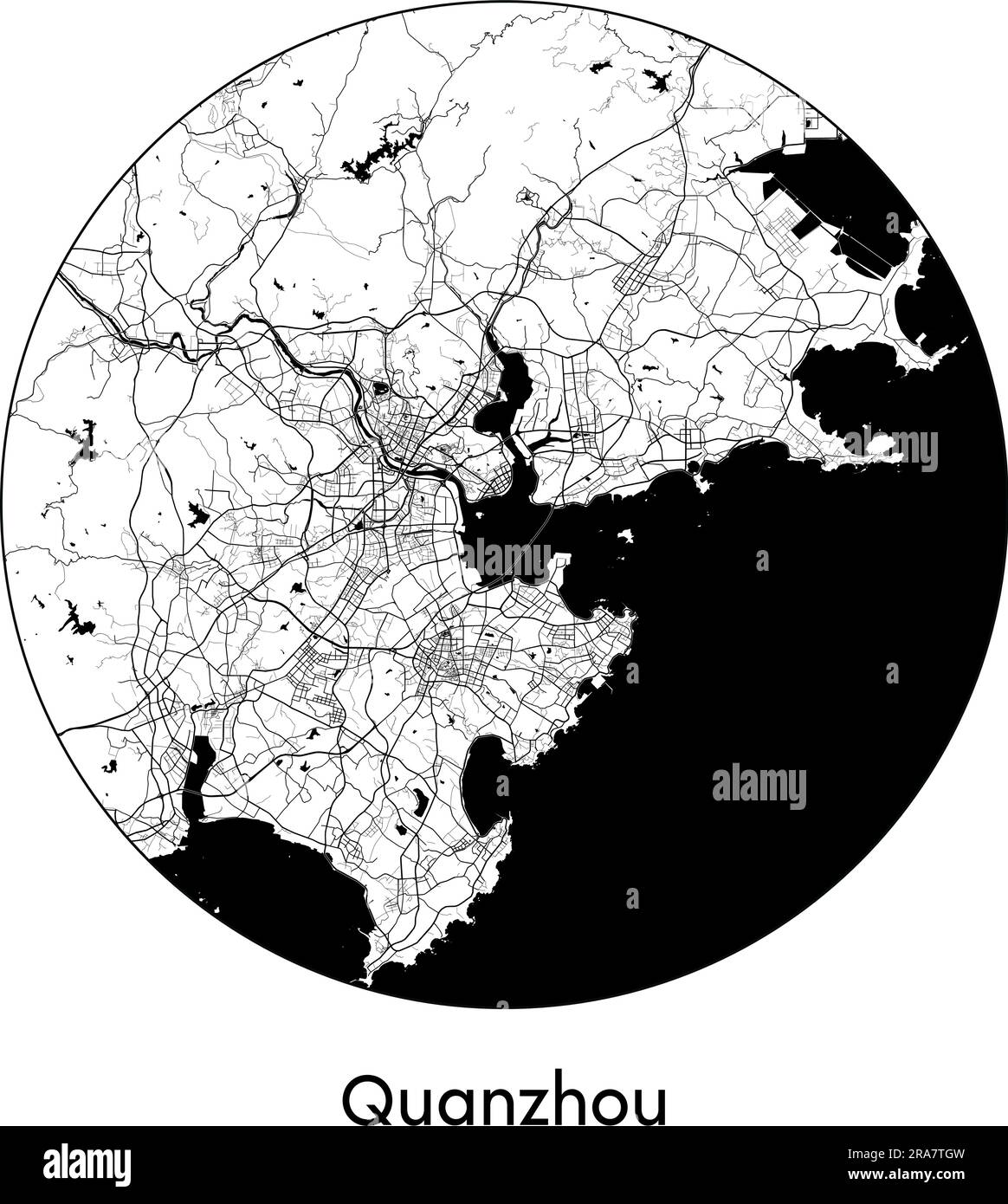 City Map Quanzhou China Asia vector illustration black white Stock ...