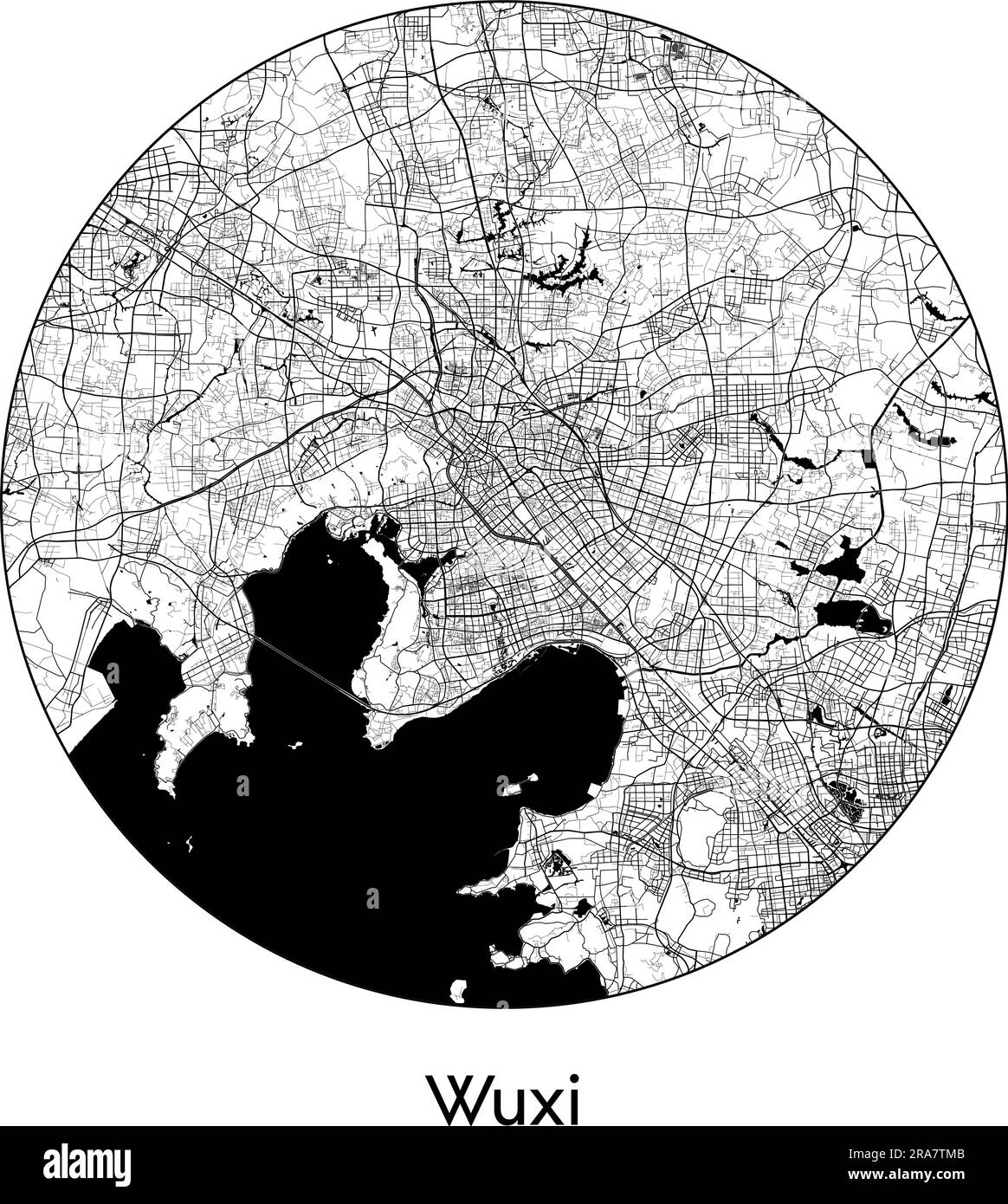 City Map Wuxi China Asia vector illustration black white Stock Vector ...