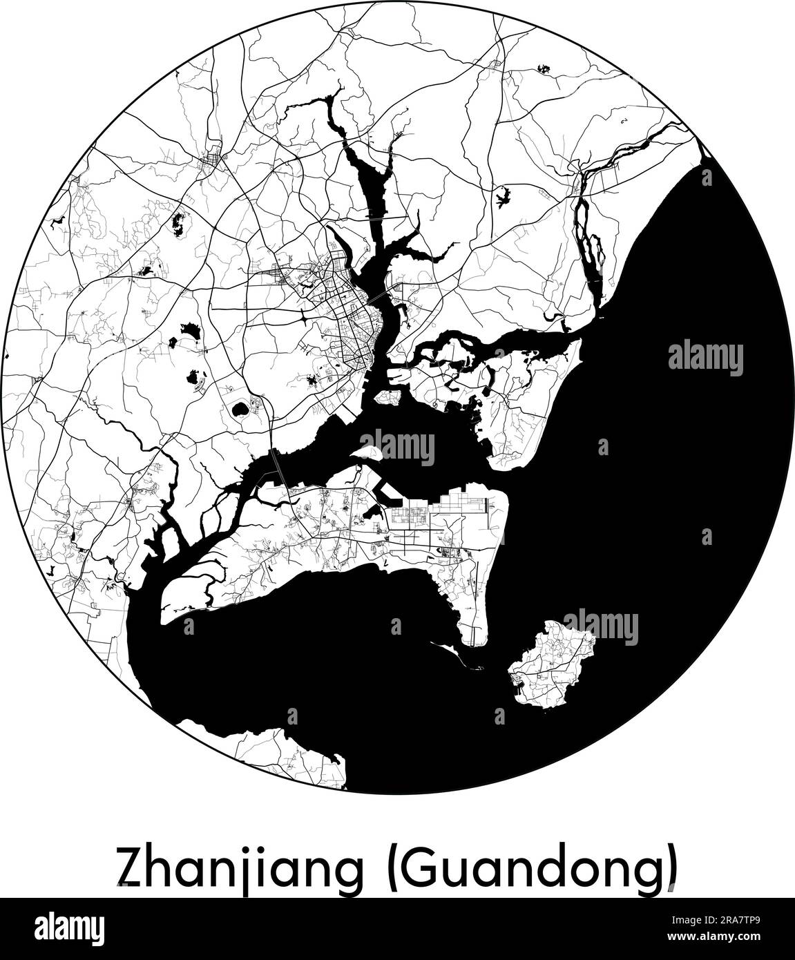City Map Zhanjiang (Guandong) China Asia vector illustration black ...