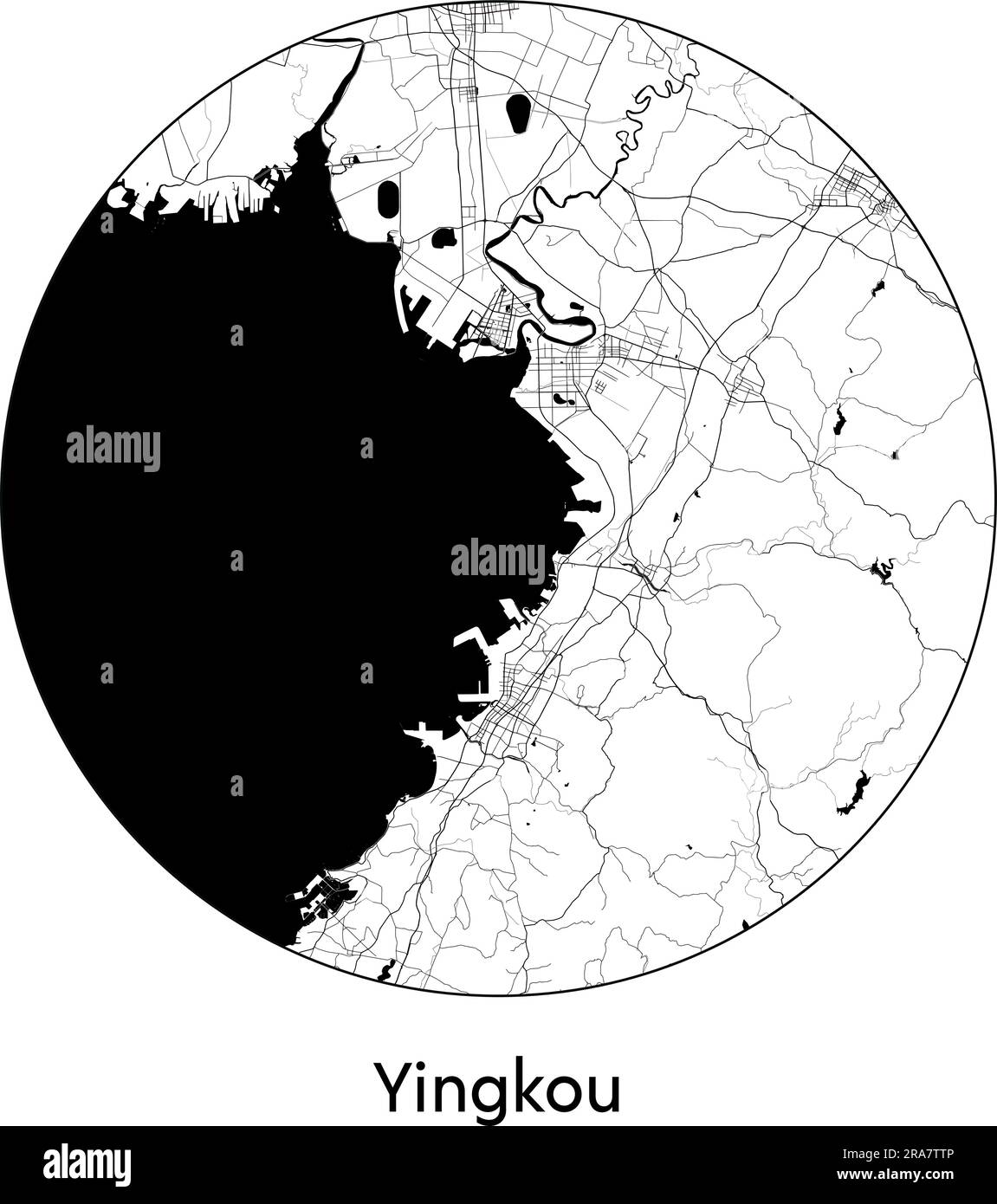 City Map Yingkou China Asia vector illustration black white Stock Vector Image & Art - Alamy