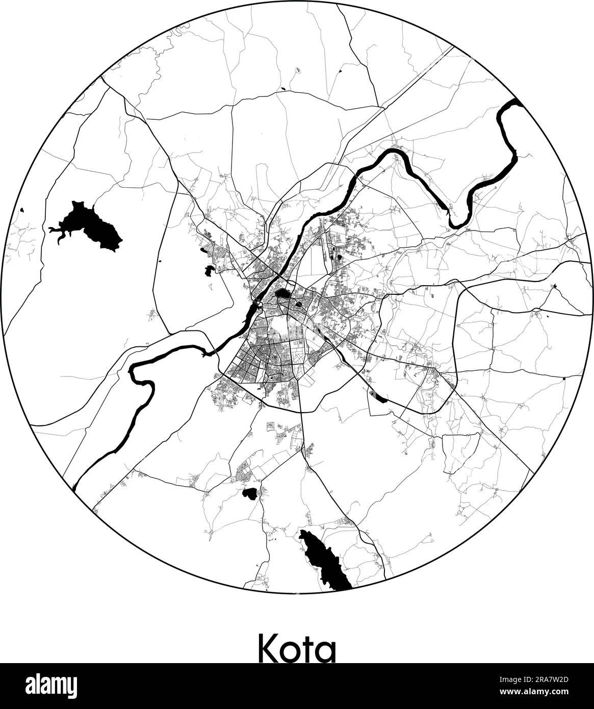 City Map Kota India Asia vector illustration black white Stock Vector ...