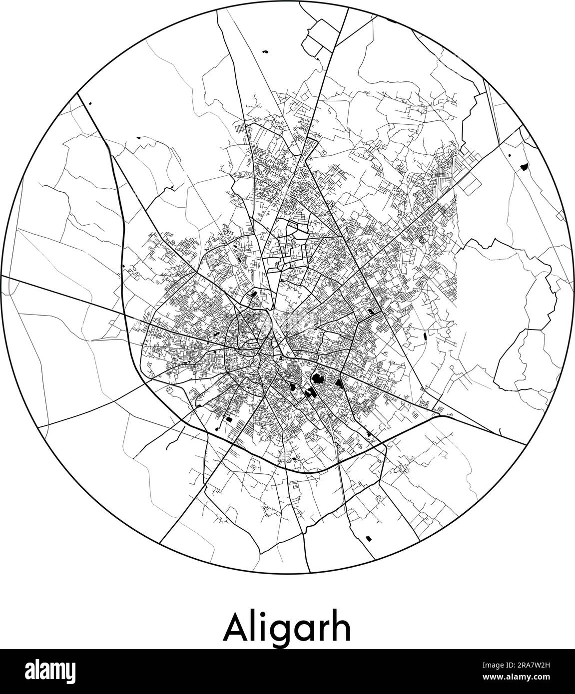 City Map Aligarh India Asia vector illustration black white Stock ...