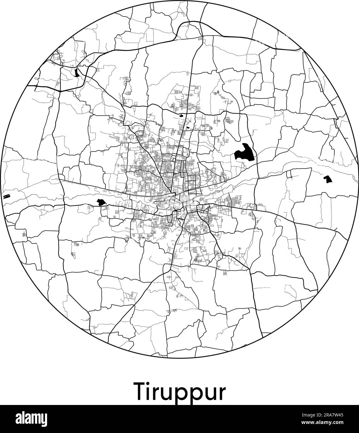 City Map Tiruppur India Asia vector illustration black white Stock ...
