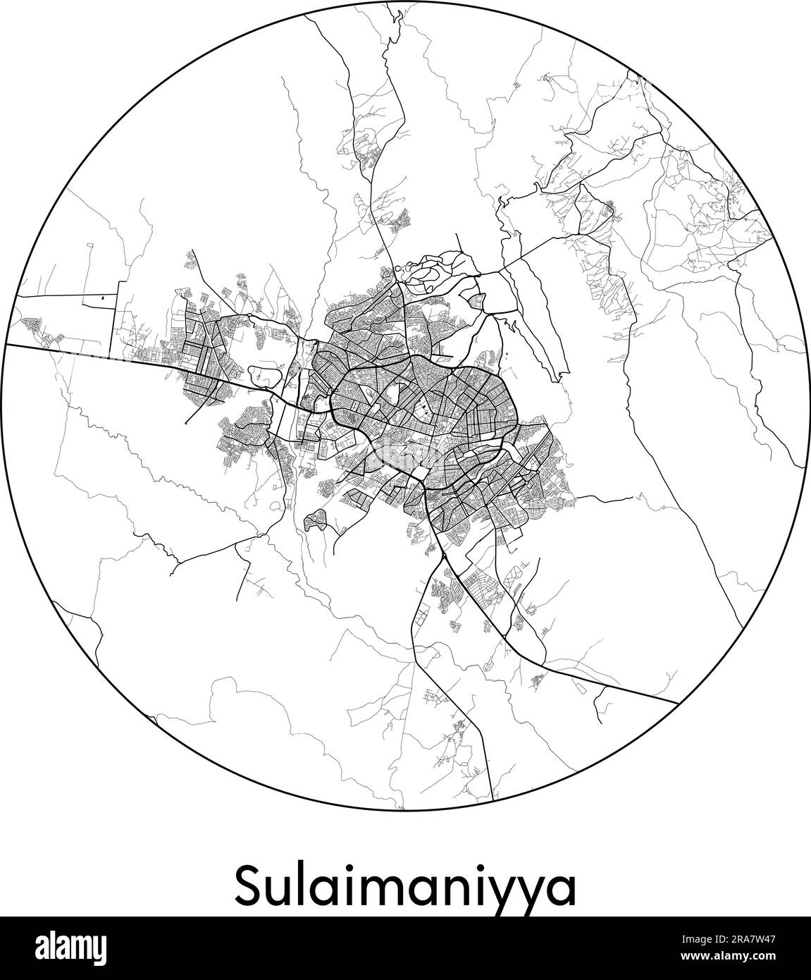 City Map Sulaimaniyya Iraq Asia Vector Illustration Black White Stock Vector Image And Art Alamy