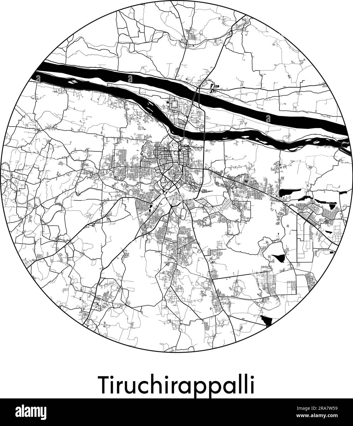 City Map Tiruchirappalli India Asia vector illustration black white ...