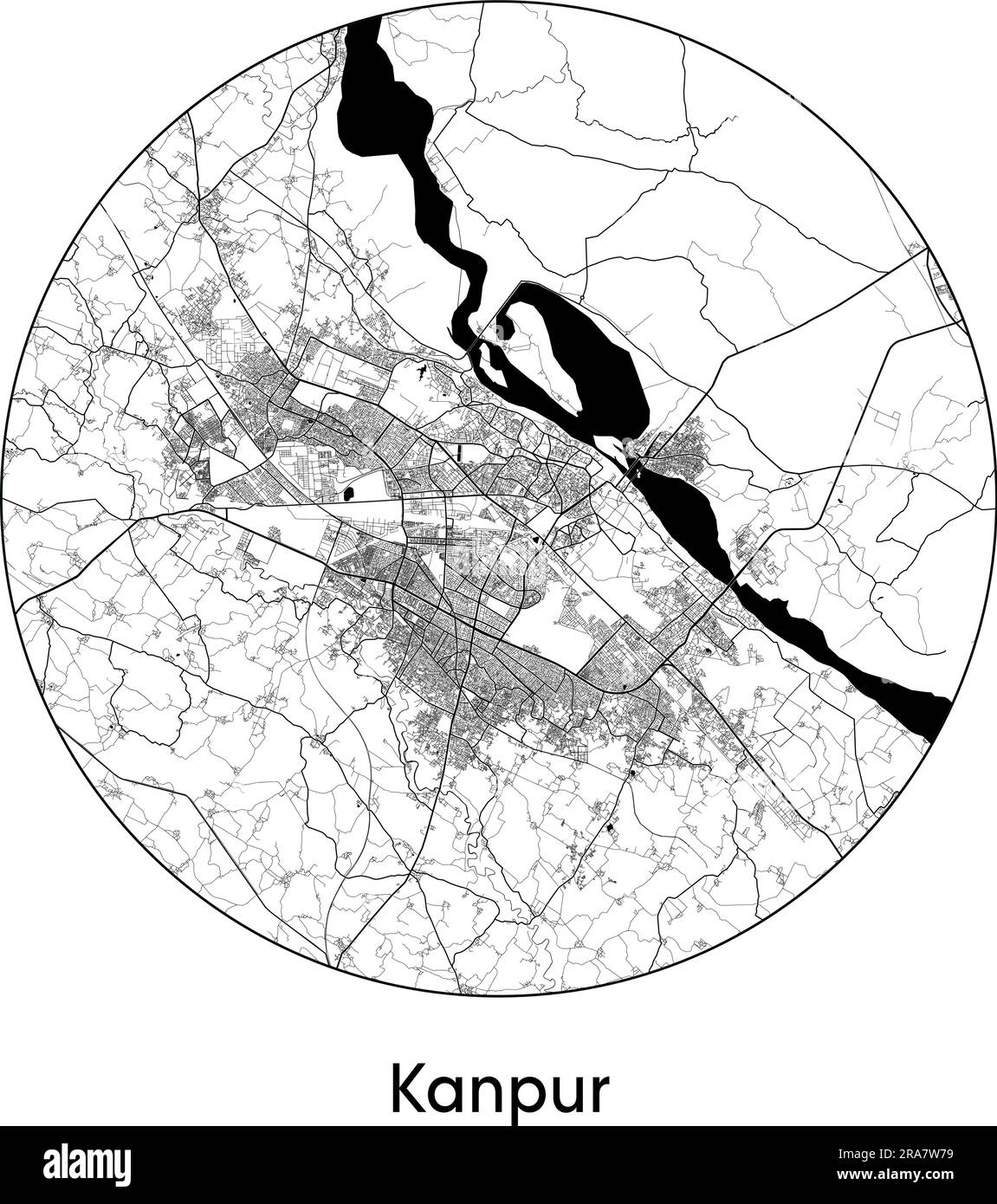 City Map Kanpur India Asia vector illustration black white Stock Vector ...