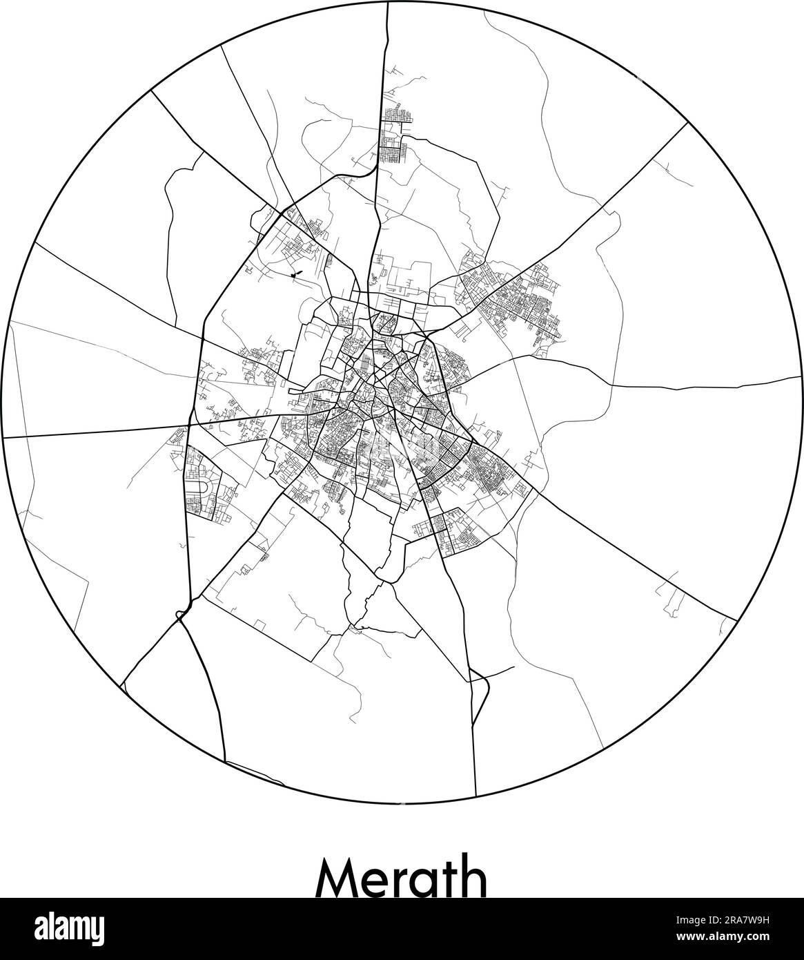 City Map Merath India Asia vector illustration black white Stock Vector ...