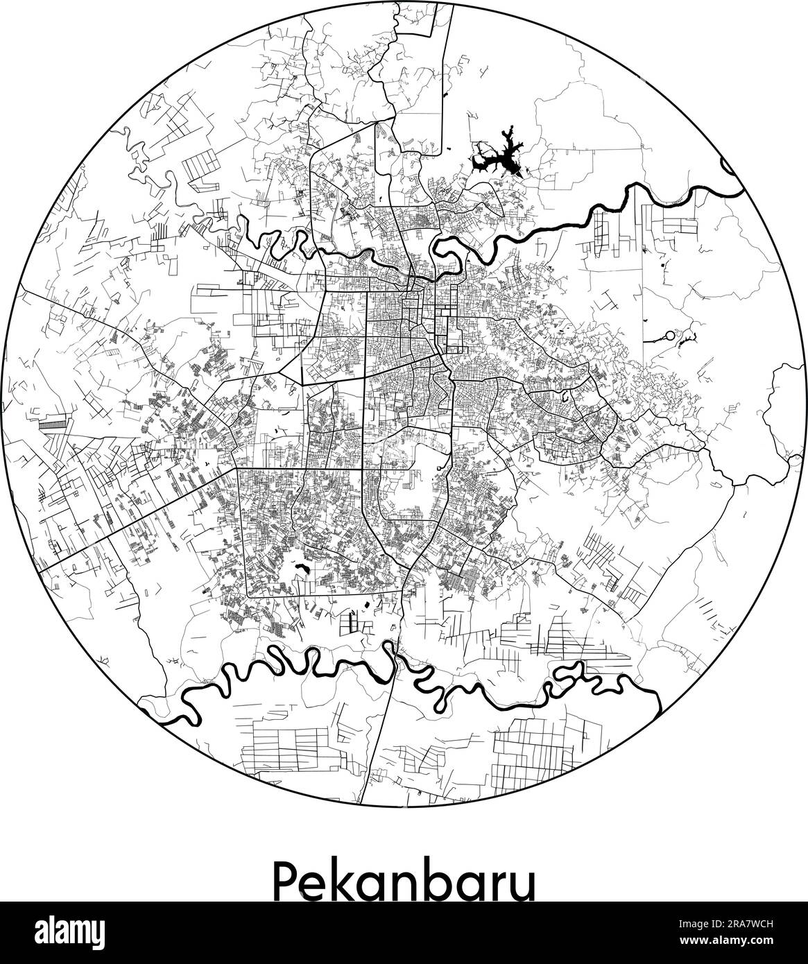 City Map Pekanbaru Indonesia Asia vector illustration black white Stock ...