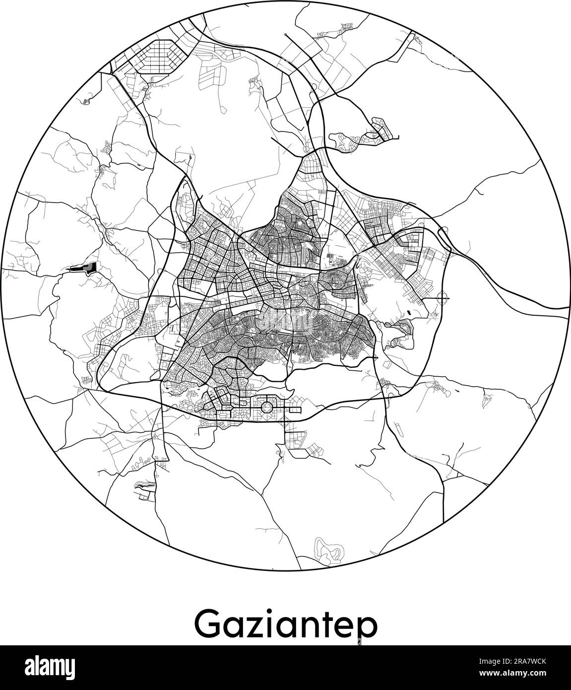 City Map Gaziantep Turkey Asia vector illustration black white Stock ...