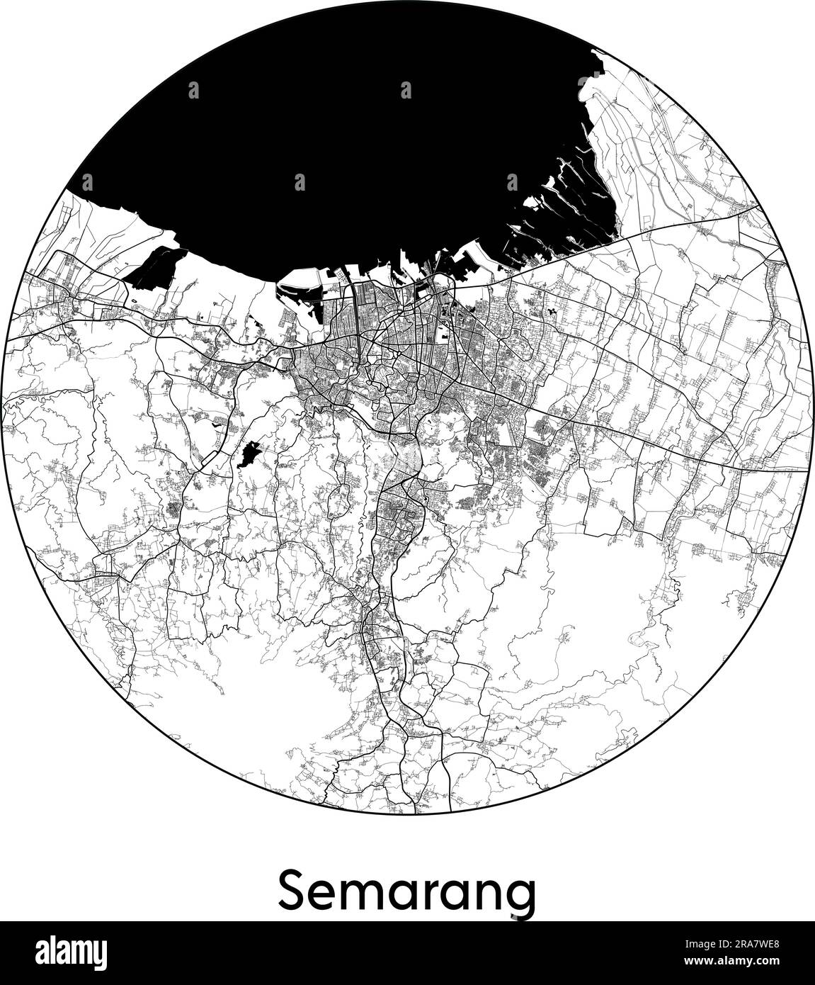 City Map Semarang Indonesia Asia vector illustration black white Stock ...