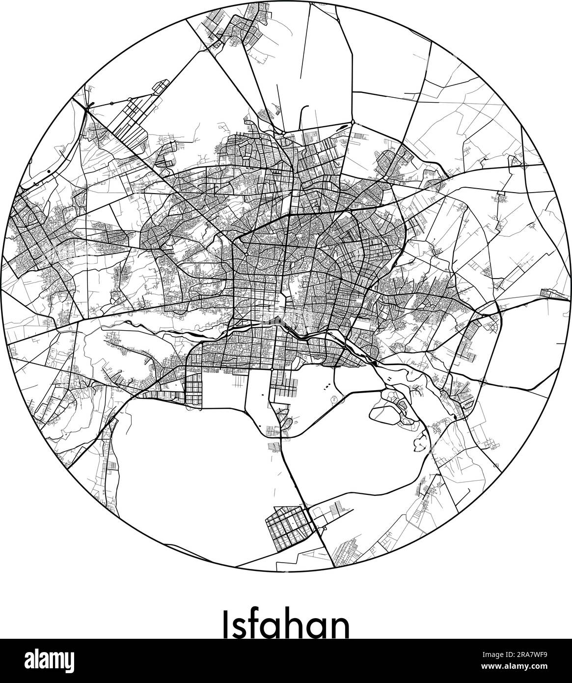 City Map Isfahan Iran Asia vector illustration black white Stock Vector ...