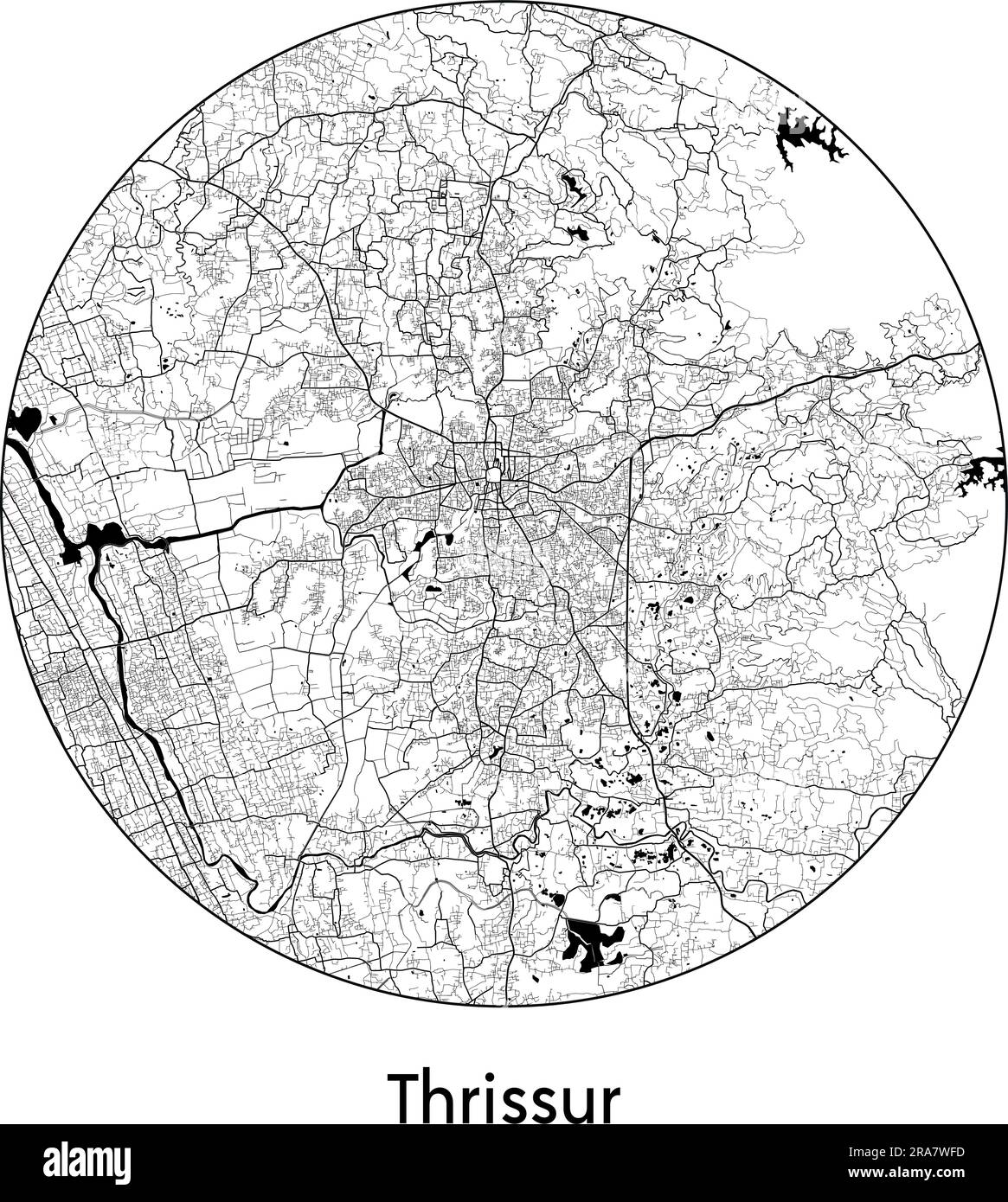 City Map Thrissur India Asia vector illustration black white Stock ...