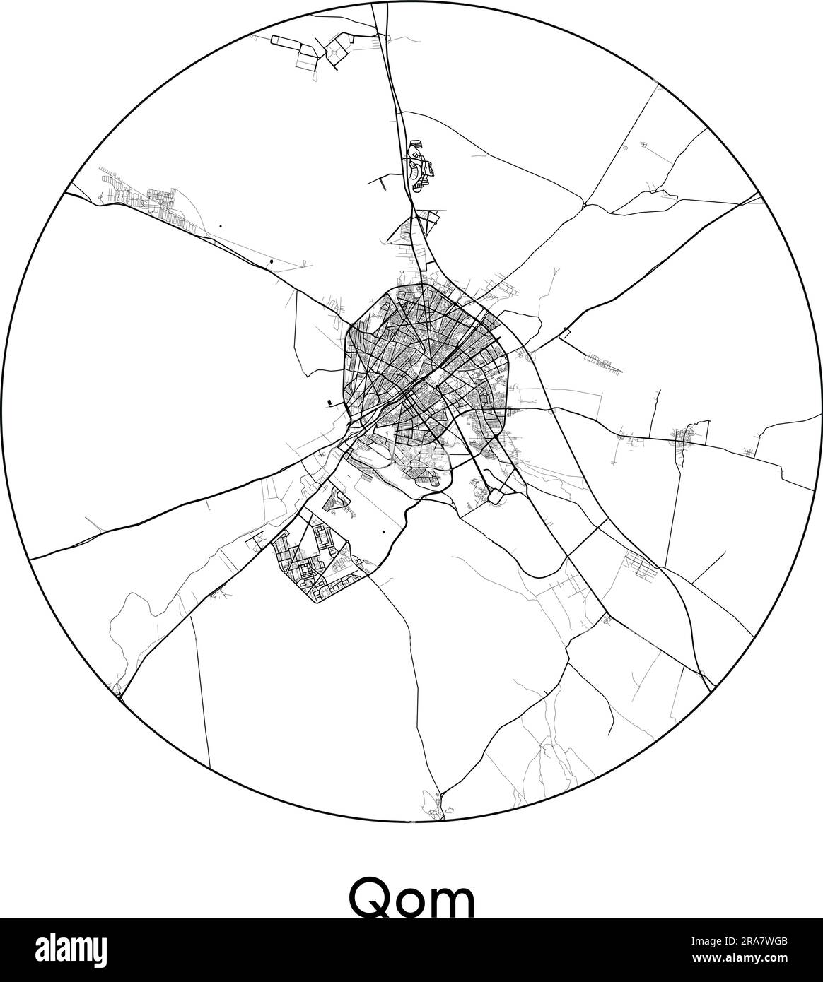City Map Qom Iran Asia vector illustration black white Stock Vector ...